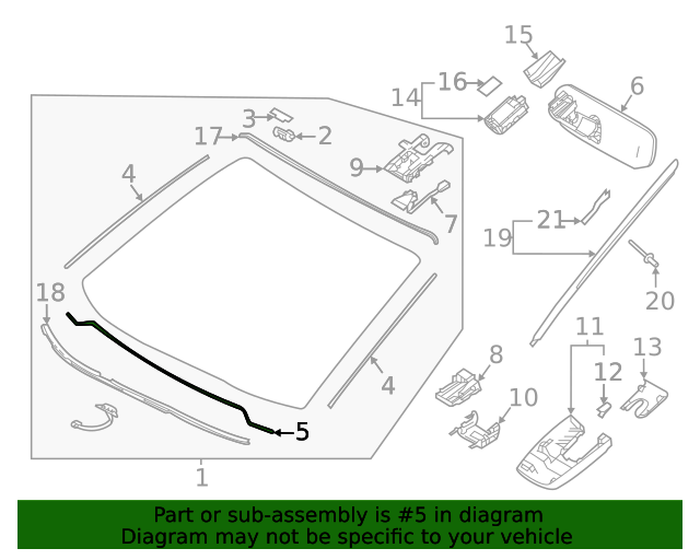 2020-2024 Toyota Highlander Windshield Seal 56117-0E090 | Toyota Parts ...