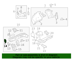 2017-2019 GM Passenger Side Front Compartment Front Inner Side Rail ...