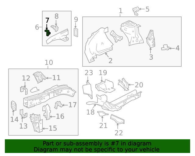 2020-2022 GMC Acadia Passenger Side Body Side Front Fender Upper Rear ...