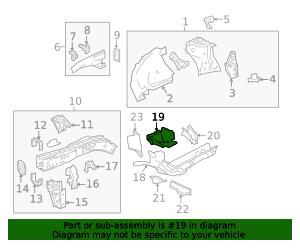 2017-2021 GM Passenger Side Engine Compartment Side Rail Rear Extension ...