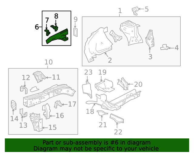 2020-2022 GMC Acadia Passenger Side Front Compartment Upper Side Rail ...