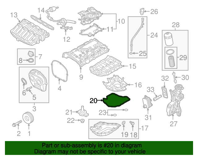 2016-2018 Audi Oil Pan Gasket 06L-103-649-S | Audi USA Parts