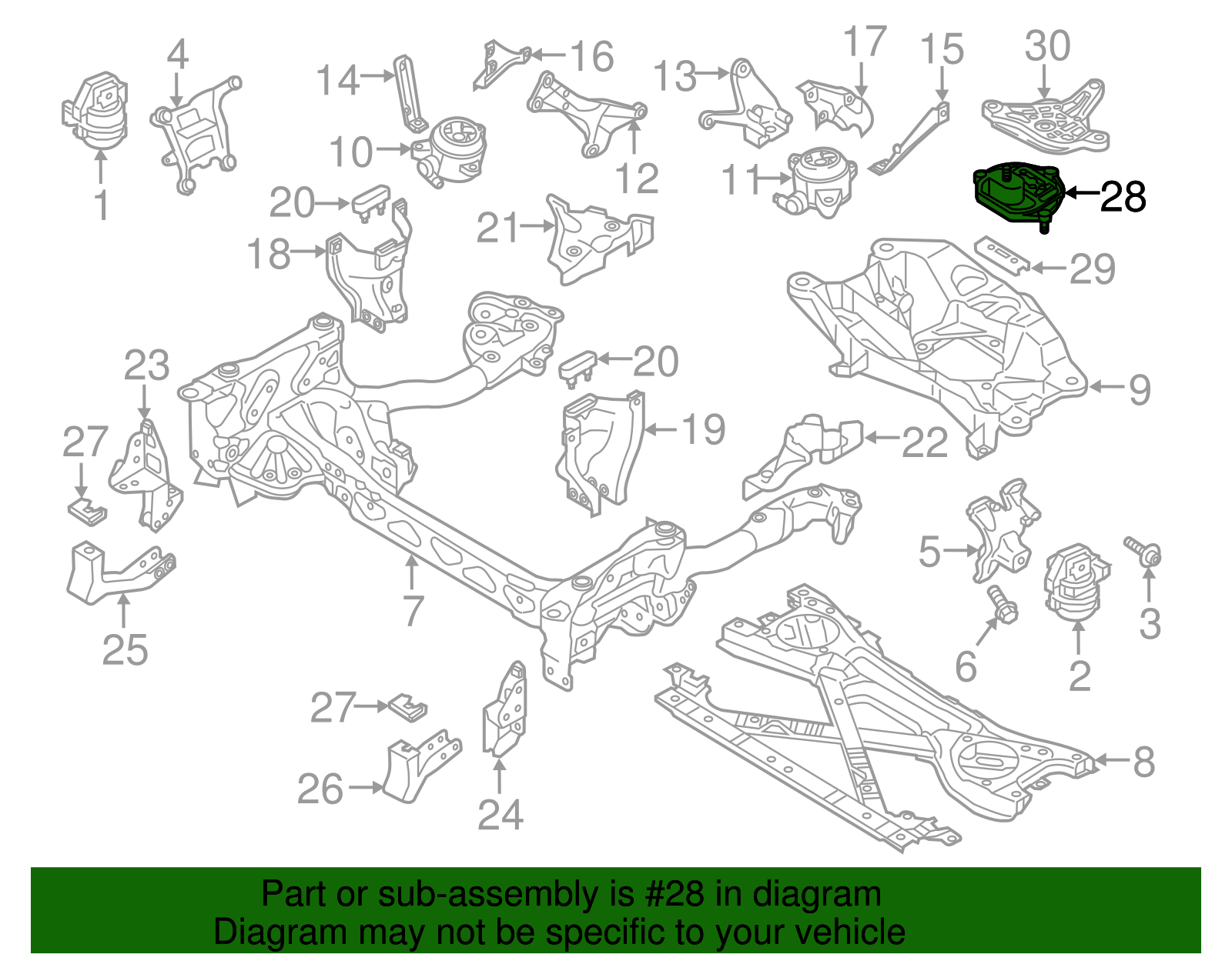 2011-2018 Audi Rear Mount 8K0-399-151-CM | Genuine Audi Parts