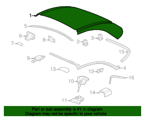 1999-2013 Porsche 911 Convertible Top Assembly 996-563-911-00-GRV ...
