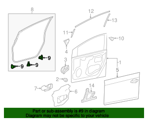 2000-2021 Toyota Surround Weather-Strip Retainer 67867-52030 | Toyota ...