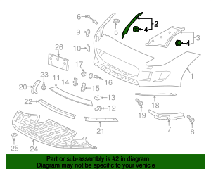T2R25532 - Bumper Cover Bracket 2014-2020 Jaguar F-Type ...
