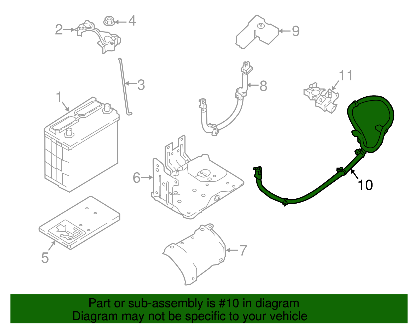 2018-2025 Nissan LEAF Negative Cable 24080-5SA0A | Bill Kay Nissan Parts
