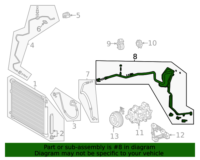 88710-0E440 - Pressure Line Assembly - 2020-2022 Toyota Highlander ...