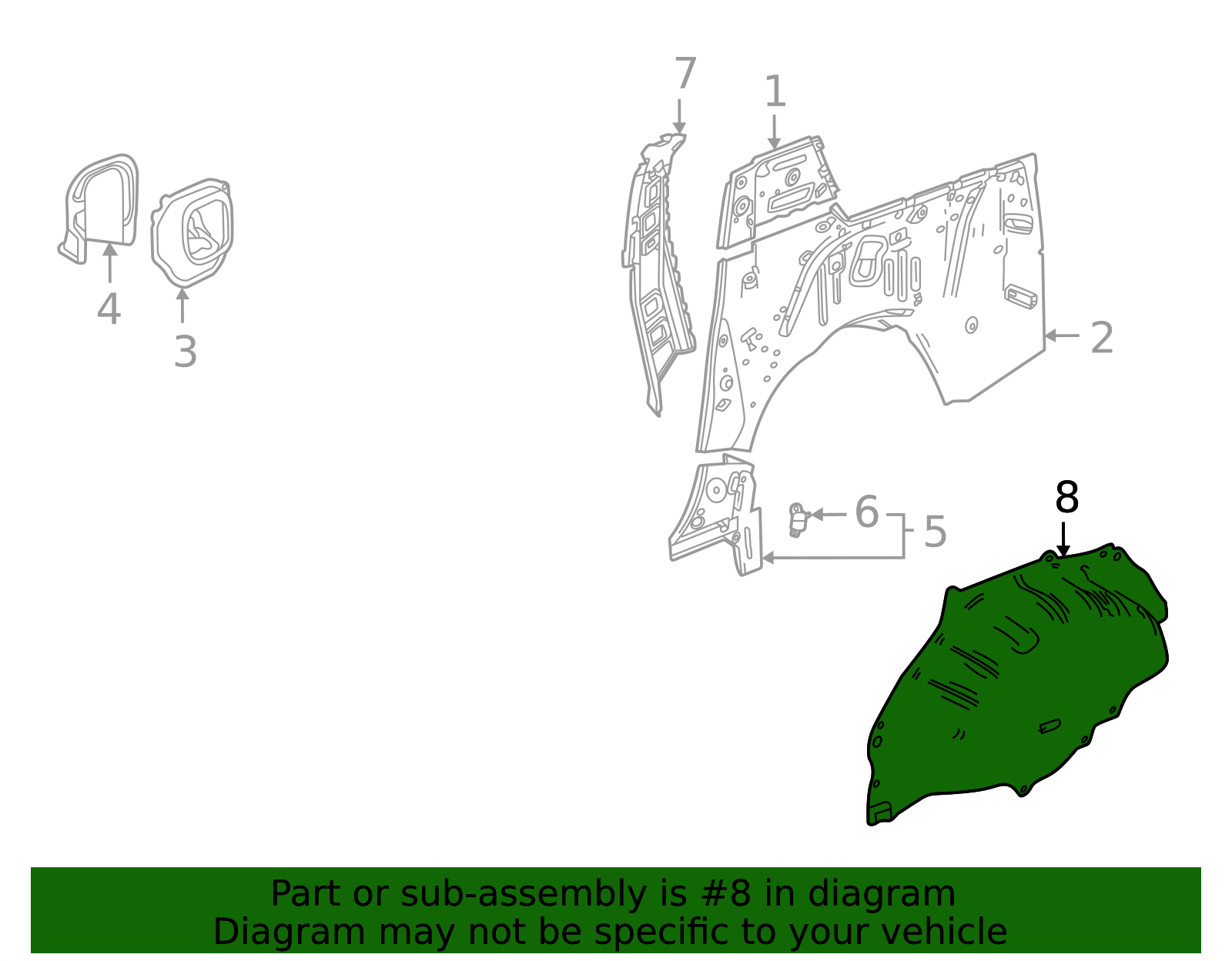2021-2024 GM Rear Passenger Side Wheelhouse Inner Panel 84847722 GM ...