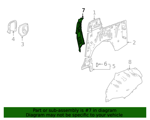 2021-2023 GM Passenger Side Quarter Inner Panel Brace 84648310 ...