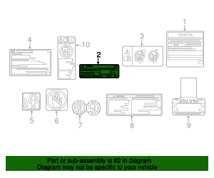 2019-2022 Toyota AC Label 88723-02250 | Toyota Parts Center
