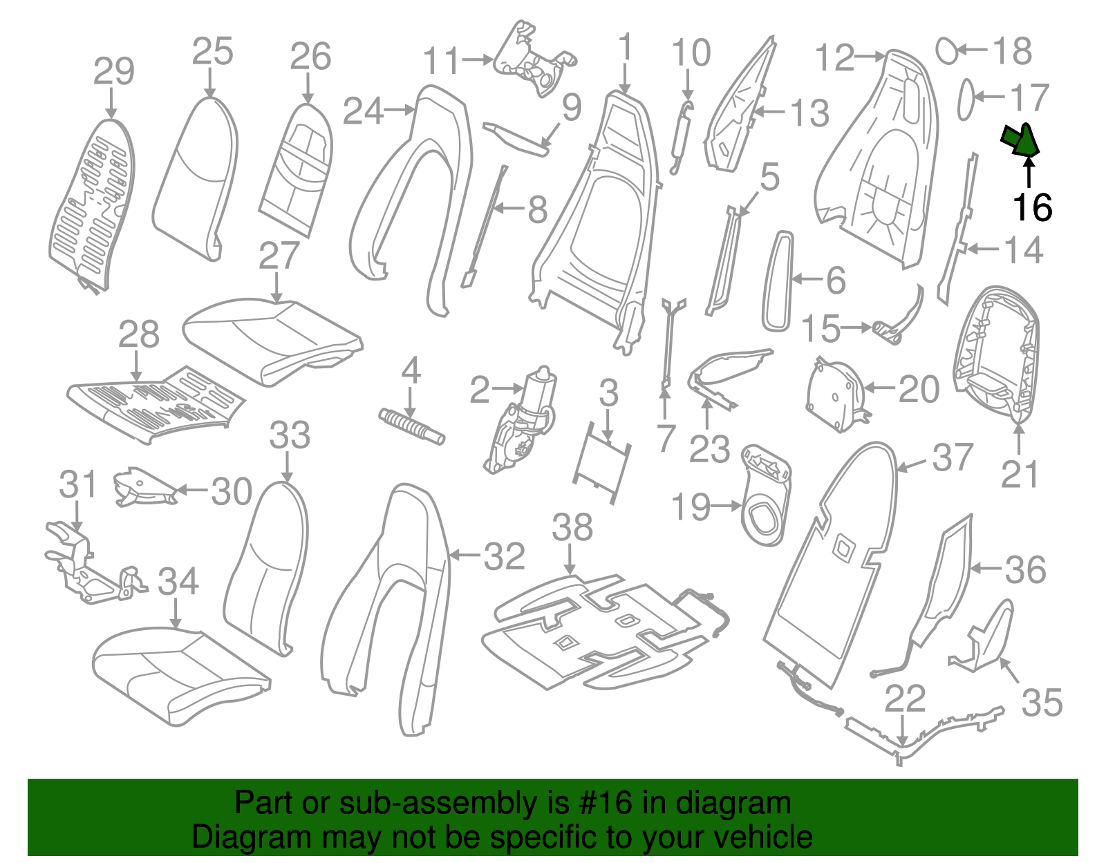 997-521-623-02-V05 - Seat Back Recliner Adjustment Handle 2005-2013 ...
