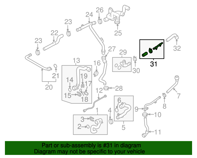 2013-2016 Audi Engine Coolant Hose 059-121-625-D | Audi USA Parts