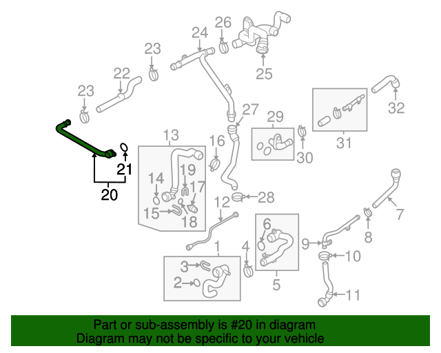 2014-2016 Audi A7 Quattro Engine Coolant Pipe 059-121-086-AH | OEM ...