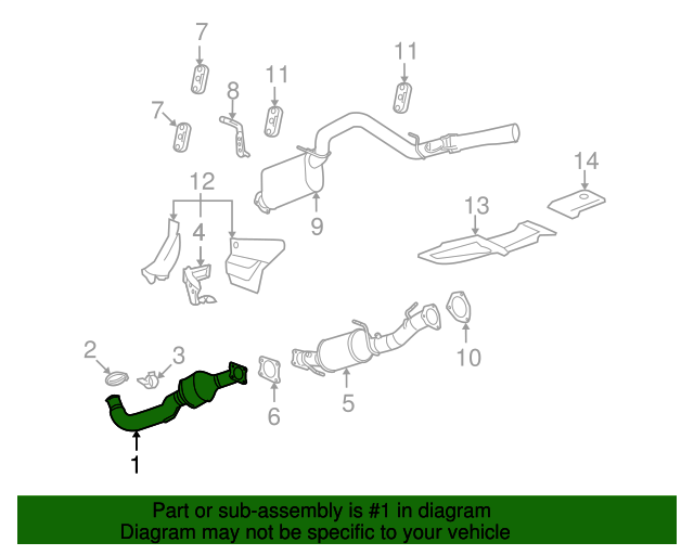 2007-2010 GM Oxidation Catalytic Converter with Pipes, Flange, Hanger ...