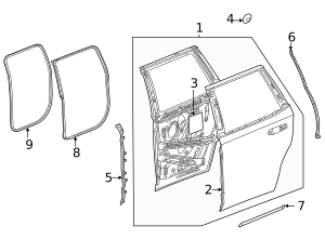 2021-2024 GM Rear Passenger Side Door Rear Auxiliary Weatherstrip ...