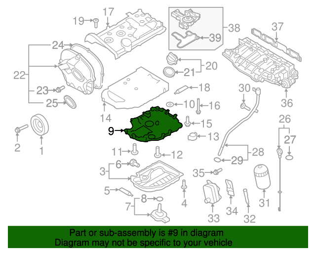 2009-2018 Audi Oil Pan Baffle 06J-103-138-F | Audi USA Parts