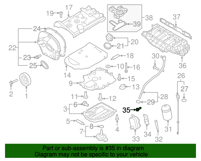 N-910-488-02 - Upper Oil Pan Bolt 2008-2023 Audi | Audi OEM Parts