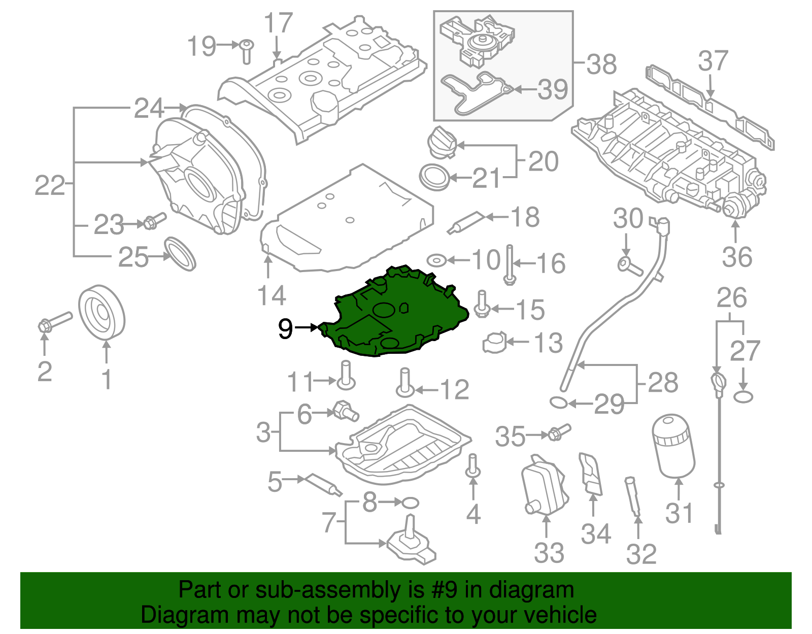 2009-2018 Audi Oil Pan Baffle 06J-103-138-F | Audi USA Parts