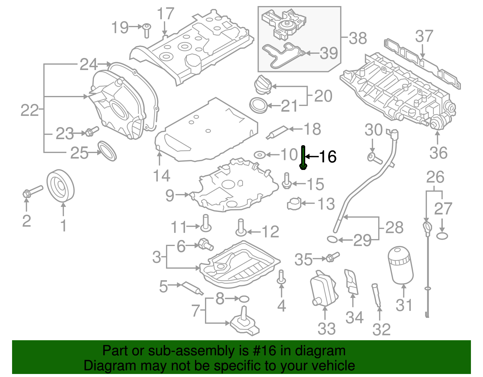 2007-2018 Audi Upper Oil Pan Bolt N-910-506-01 | Audi USA Parts