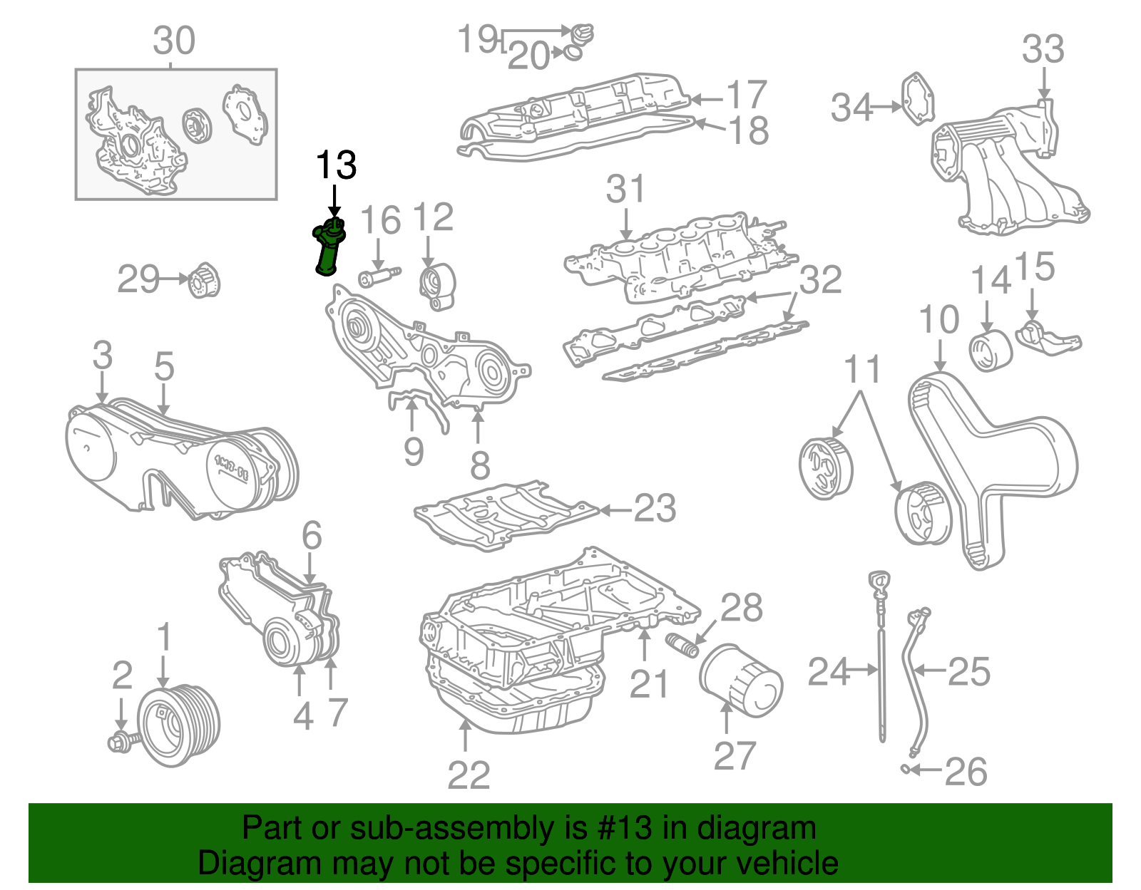 2001-2008 Toyota Engine Timing Belt Tensioner 1354020030 | Toyota Parts ...