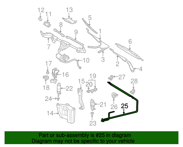 2001-2009 Mercedes-Benz Windshield Washer Hose 203-860-13-92 ...