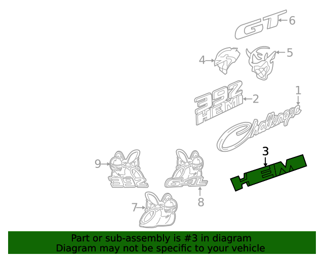 68292587AB - Nameplate - 2016-2019 Dodge Challenger | Mopar Parts Canada