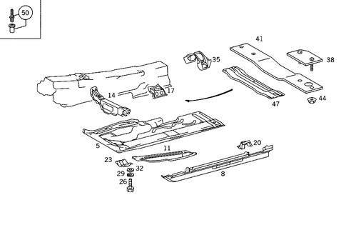 Front Floor for 1996 Mercedes-Benz S 420 | Mercedes-Benz USA Parts