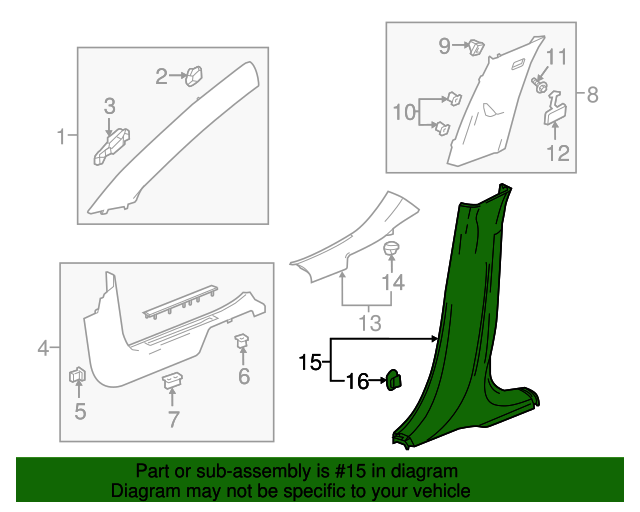2018-2024 GM Black Driver Side Center Pillar Lower Trim Panel 84564405 ...