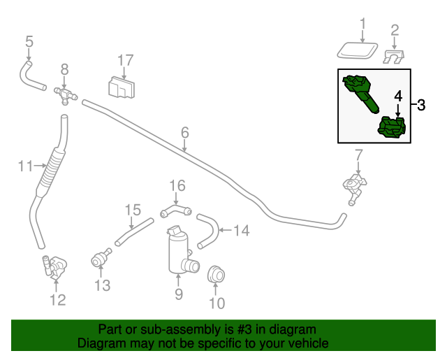 85207-60090 - Headlight Washer Nozzle 2014-2019 Lexus GX460 ...