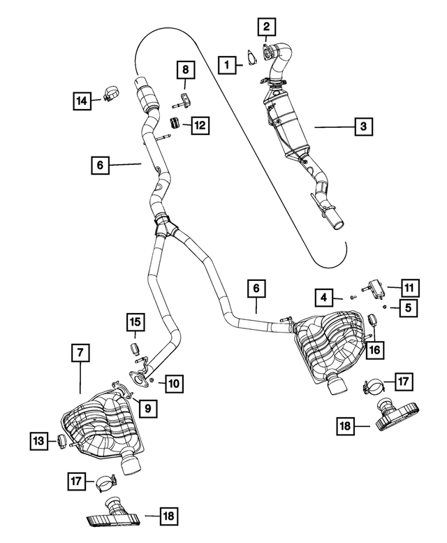 2014-2019 Jeep Grand Cherokee Exhaust Muffler And Tailpipe 68194390AE ...