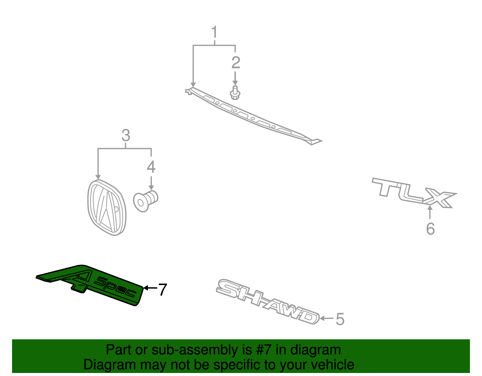 75732-TZ3-A01 - 2018-2020 Acura TLX - Emblem, Rear Trunk (A-Spec) | All ...
