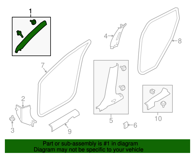 2014-2020 Nissan Rogue Windshield Pillar Trim 76911-7FA0A | Riverside ...
