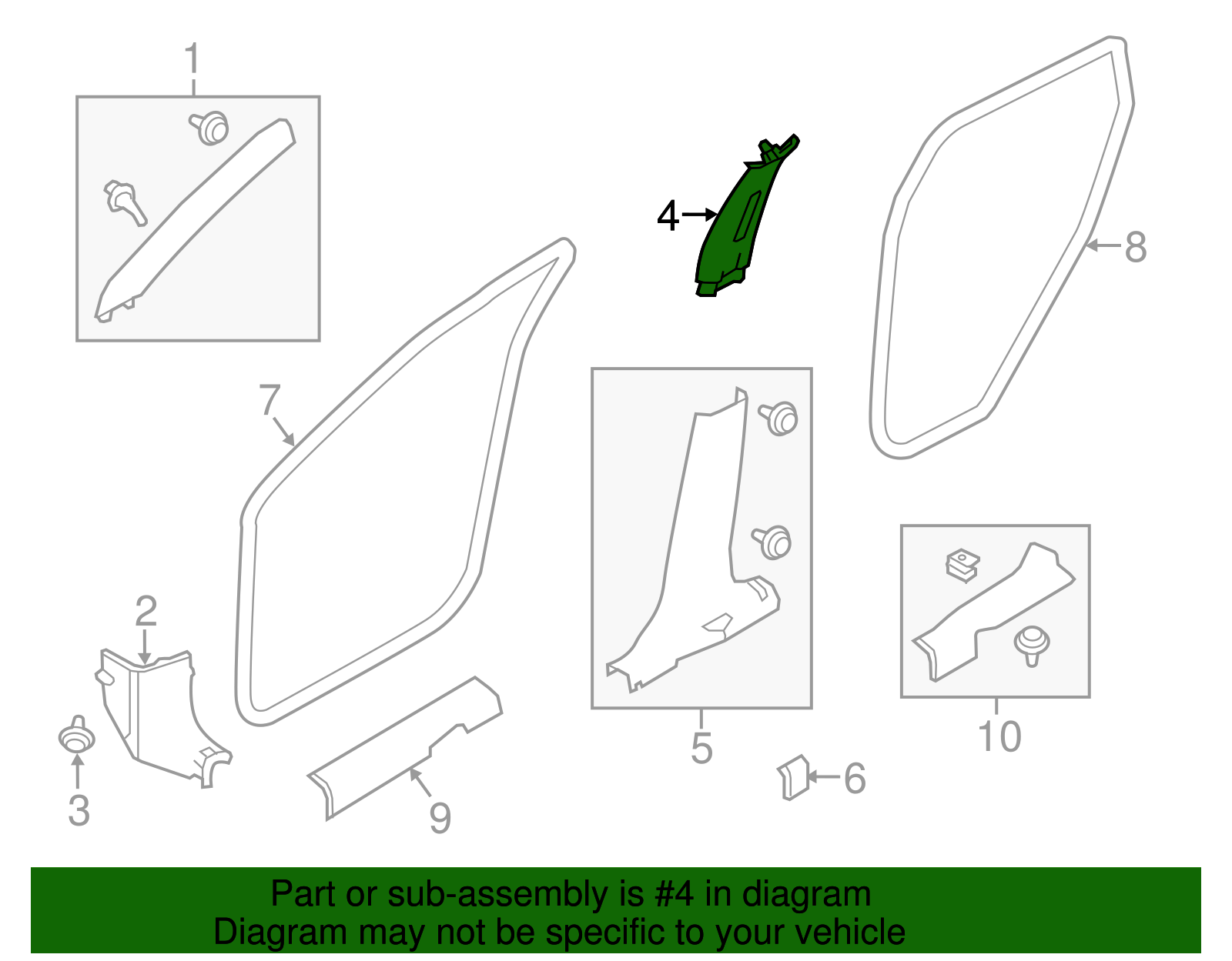 2017-2020 Nissan Rogue Upper Center Pillar Trim 76913-6FK0A | Ziegler ...