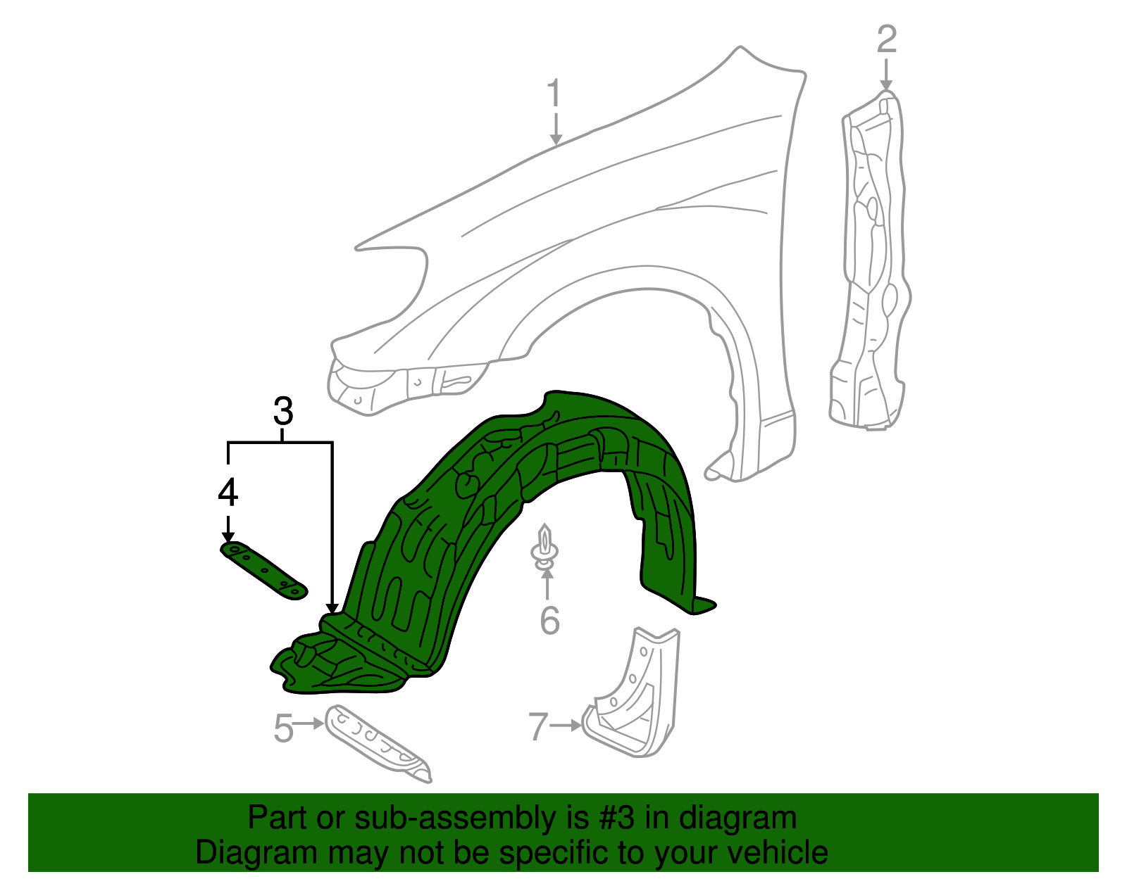 2003-2008 Toyota Corolla Fender Liner - PASSENGER SIDE 53875-02090 ...