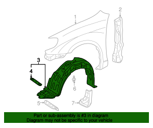 2003-2008 Toyota Corolla Fender Liner 53876-02090 | OEM Parts Online