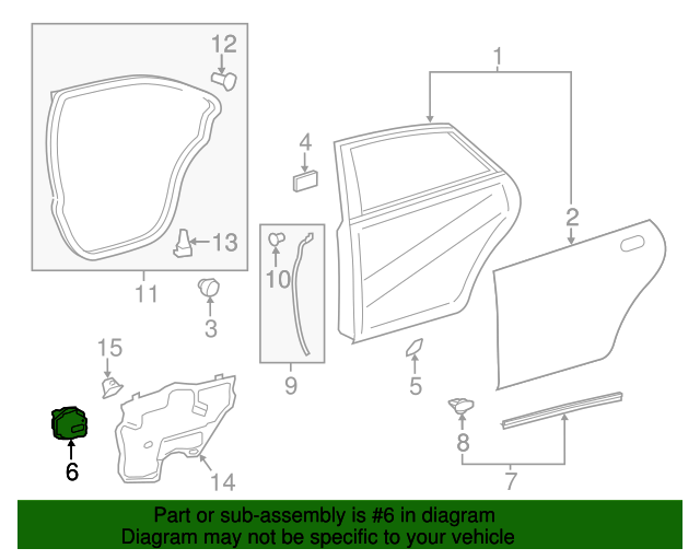 67057-07010 - Door Panel Insulation - 2013-2018 Toyota Avalon | OEM ...