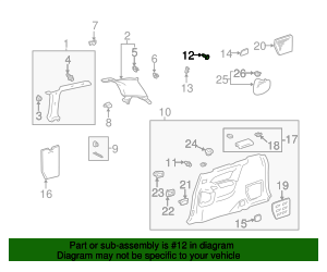1998-2003 Toyota Sienna Side Trim Panel Clip 90467-A0016-E0 | Toyota ...