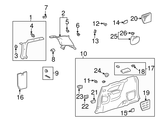 1998-2003 Toyota Sienna Side Trim Panel Clip 90467-A0016-E0 | Toyota ...