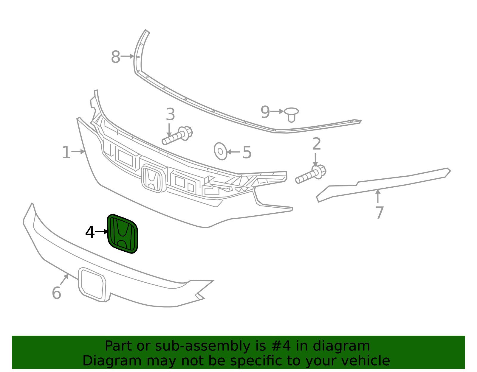 75700-TBA-A00 - Emblem (H) - 2016-2020 Honda Civic | Genuine Honda Parts