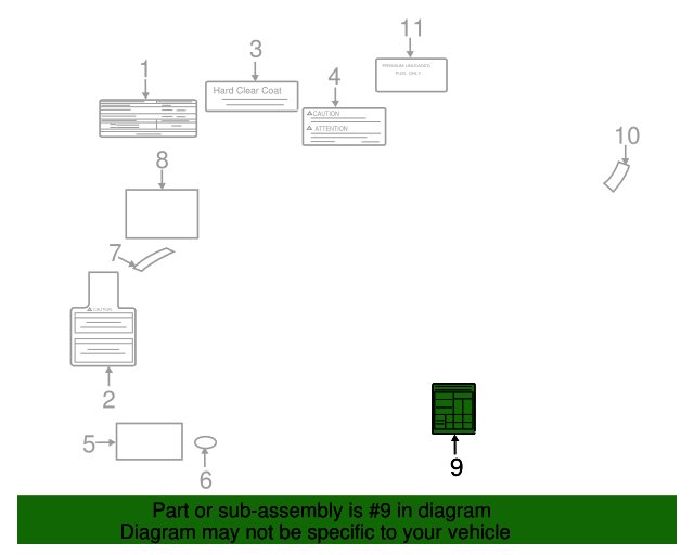 99090-3YW0D - Tire Info Label 2015-2017 Nissan Juke | Group 1 Auto Parts