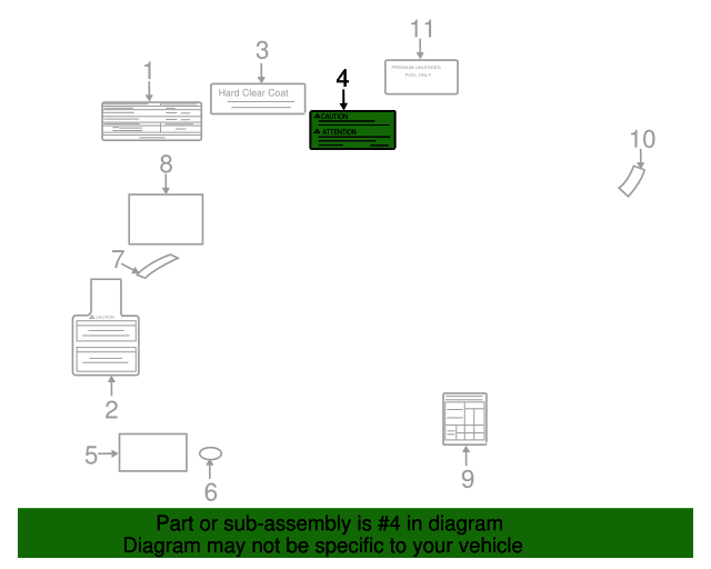 2003-2017 Nissan Caution Label 99053-CA000 | Nissan Parts Store