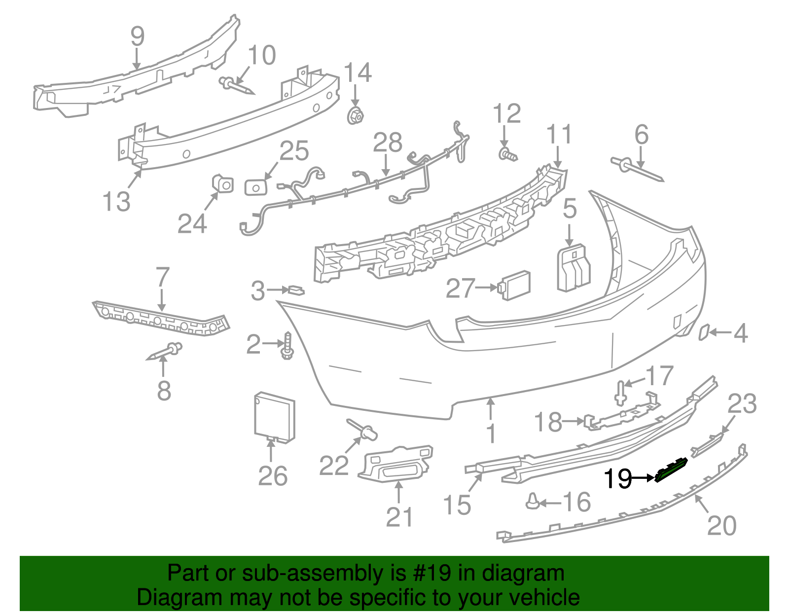 2013-2017 Cadillac XTS Passenger Side Rear Bumper Filler 22751349 GM ...