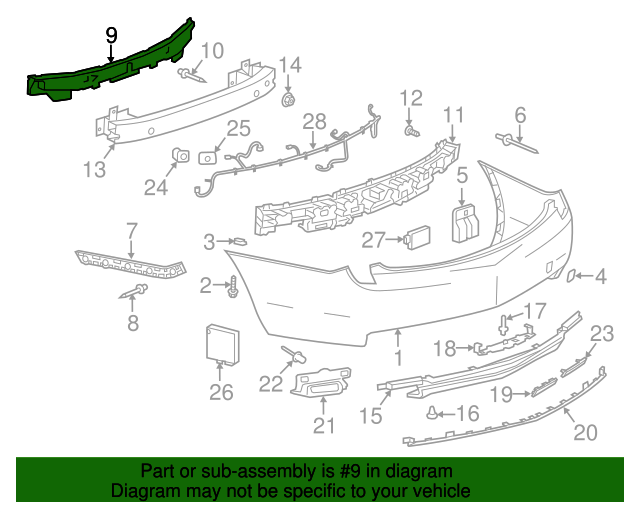 2013-2017 Cadillac XTS Rear Bumper Fascia Center Bracket 22975423 GM ...