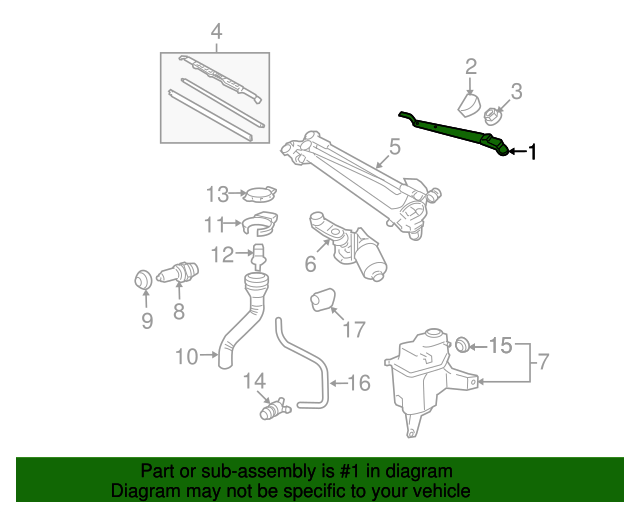 85211-0R010 - Windshield Wiper Arm (Right, Front) - 2006-2014 Toyota ...
