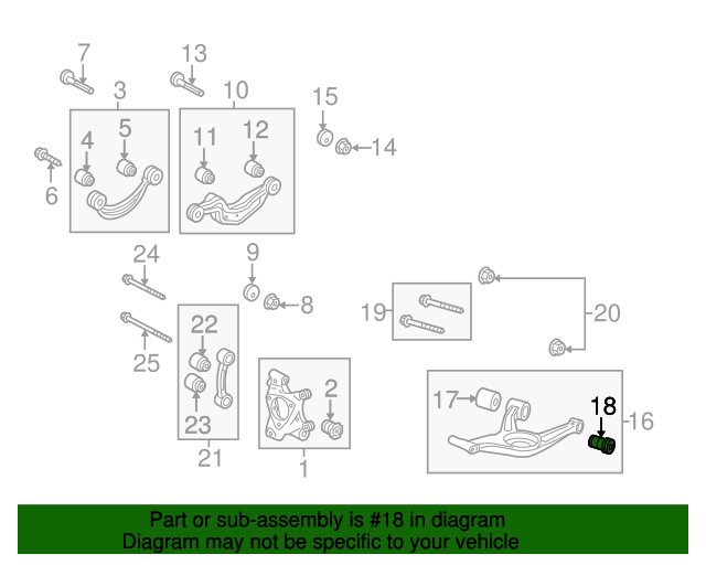 2013-2019 Cadillac XTS Rear Suspension Support Rear Bushing 22934679 ...