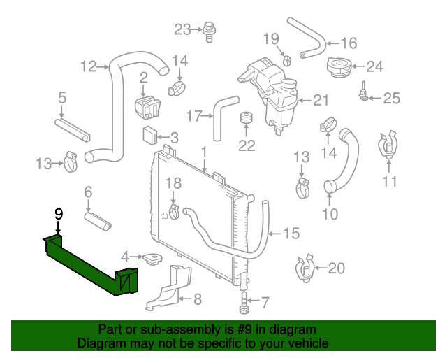 170-505-05-30 - Radiator Support Baffle 1998-2004 Mercedes-Benz ...