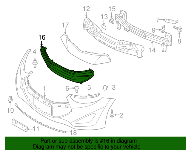 2013-2014 Hyundai Elantra Coupe Lower Grille 86560-3X600 | OEM Parts Online