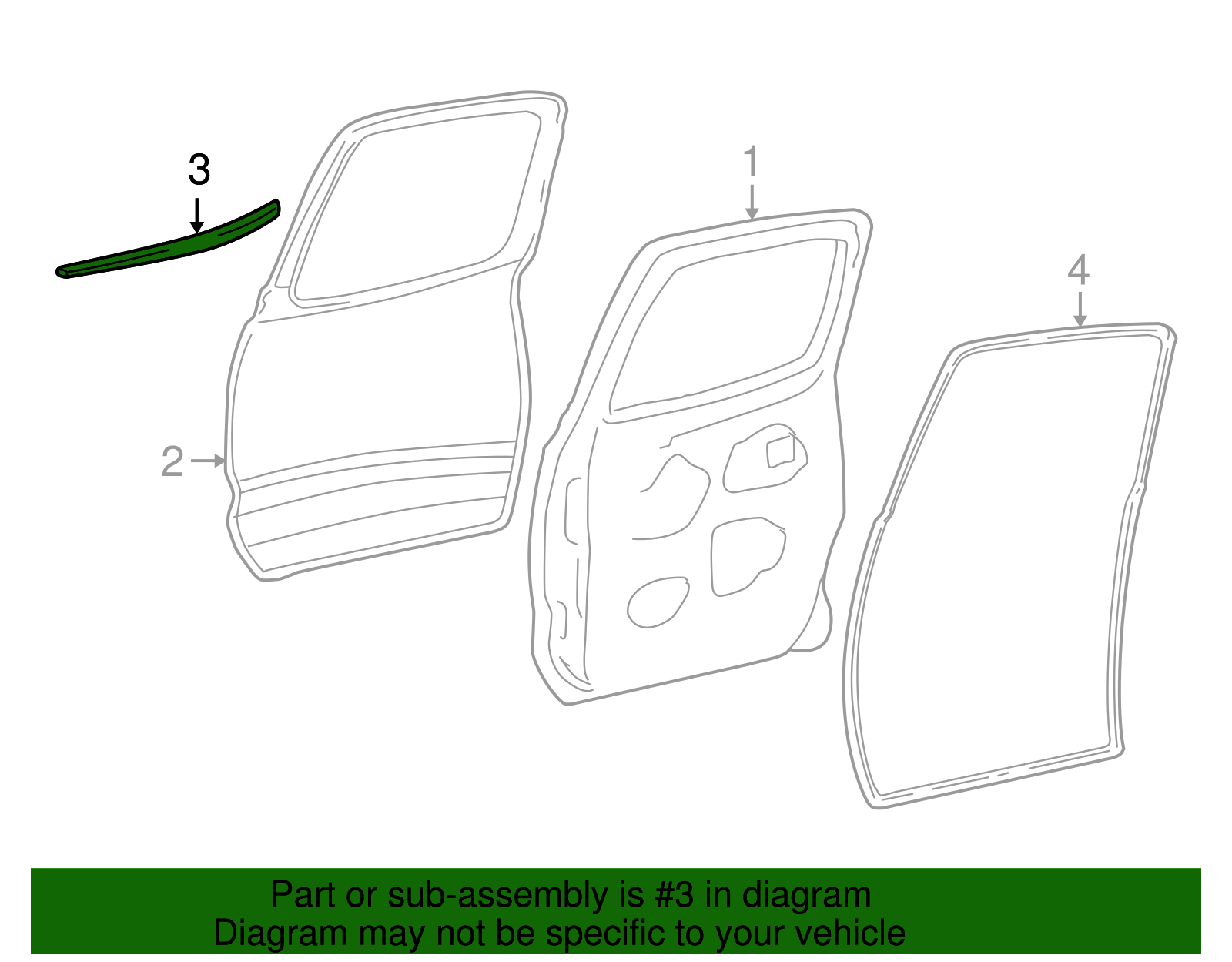 2001-2004 Toyota Tacoma Door Window Belt Weatherstrip (Right, Rear ...