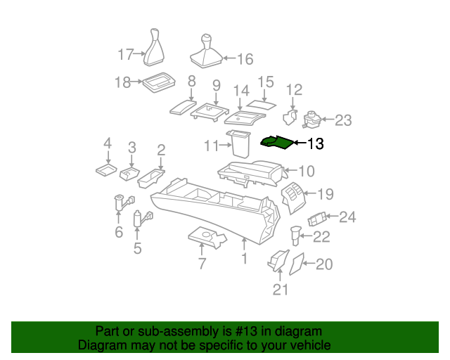204-683-04-94 - Cup Holder Support 2008-2014 Mercedes-Benz | Mercedes ...